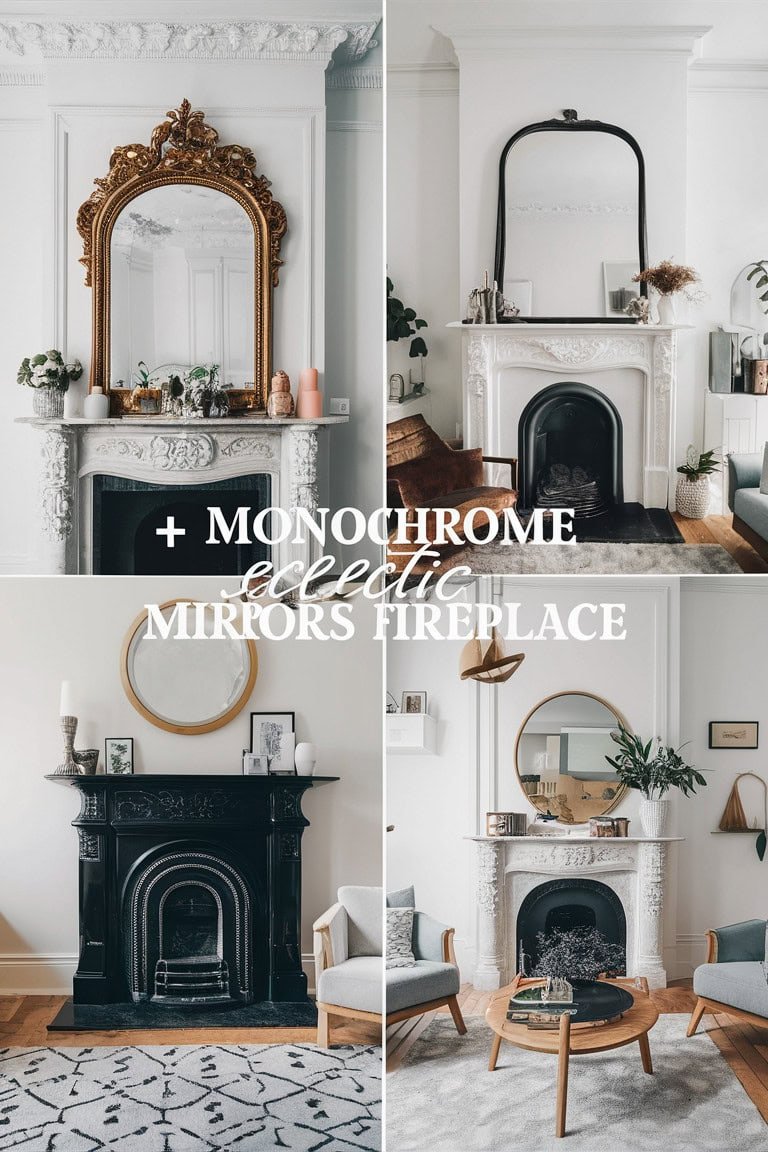 Monochrome Eclectic Mirrors to Transform Your Fireplace into a Stunning ...