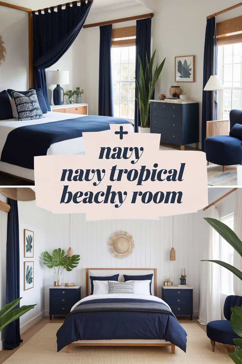 Easy Steps to Create a Navy Tropical Bedroom Beachy Room ** - Fabricerie